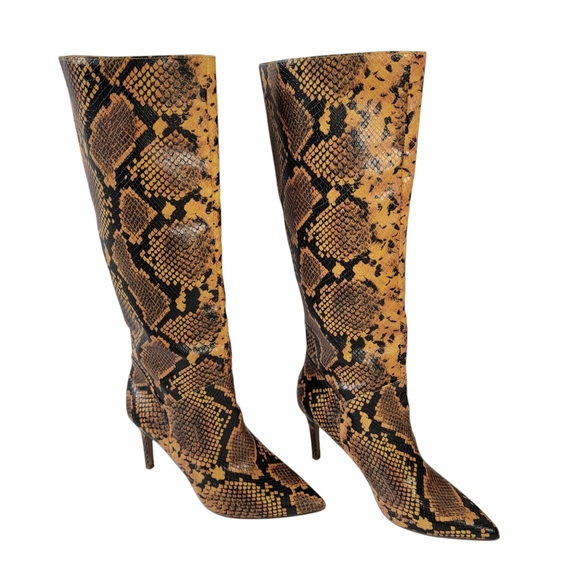 Steve Madden | Shoes | Steve Madden Kinga Yellow Black Snakeskin Knee ...